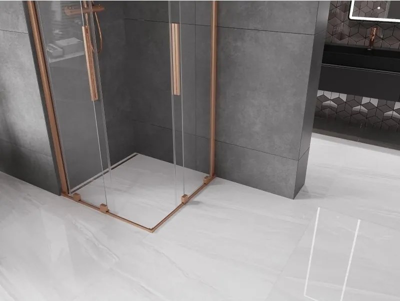 Mexen Velar Duo posuvná sprchová kabina 90 x 90 cm, transparentní, kartáčovaná měď - 871-090-090-02-65