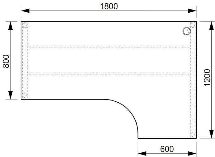 Kancelářský pracovní stůl Hobis Ergo UEO180060L, bílá RAL 9016, deskabuk