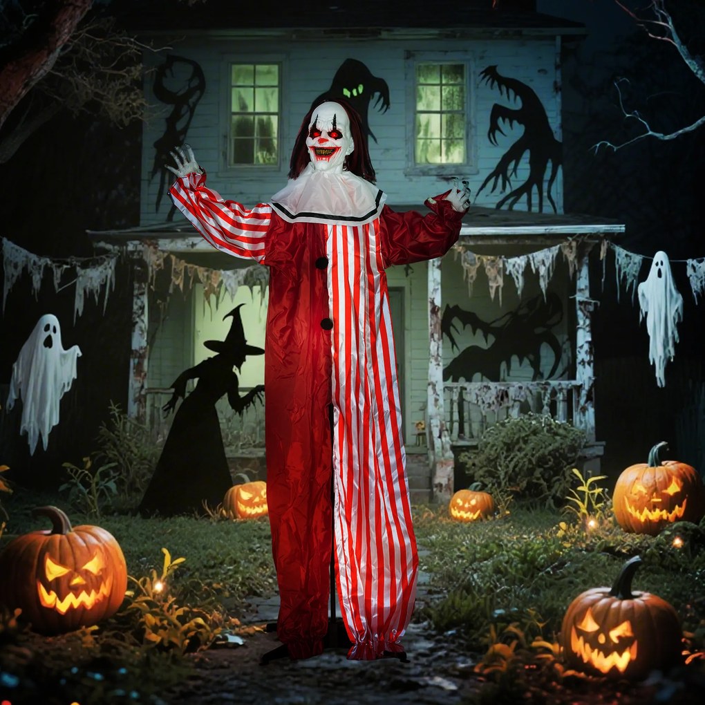 Outsunny 165 cm Halloween dekorace Halloween klaun s LED světly, zvuková funkce, efekty těla