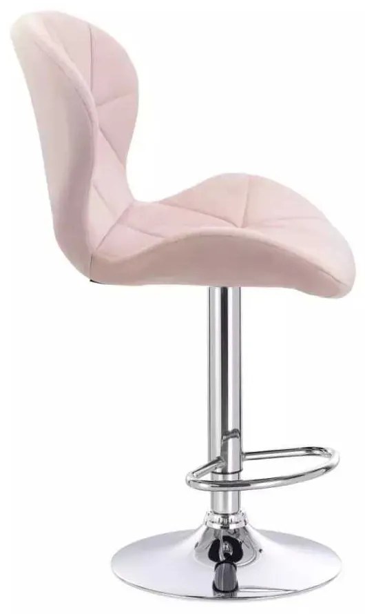 LuxuryForm DESIGN Barová židle LIVIO VELUR na stříbrné kulaté podstavě - růžová