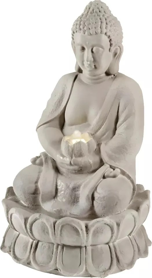 Fontána sedací zahradní fontána Buddha Led teplá bílá 55 cm