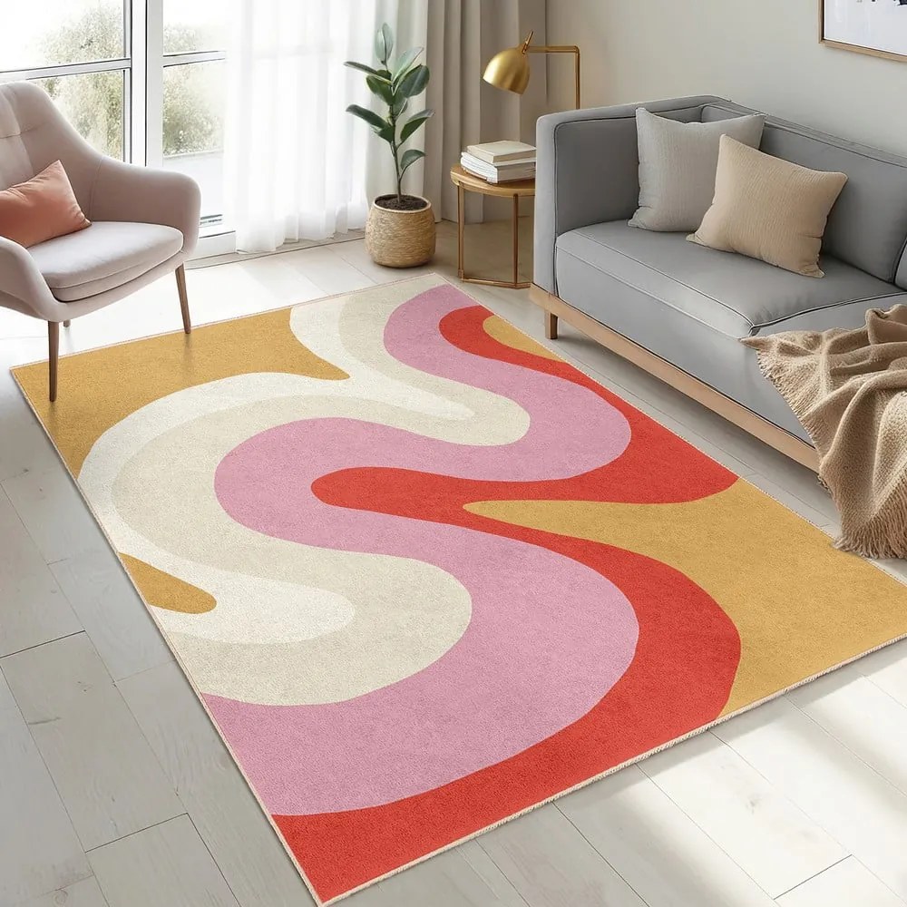 Žlutý/růžový pratelný koberec 120x180 cm Raspberry Creamsicle – Mila Home