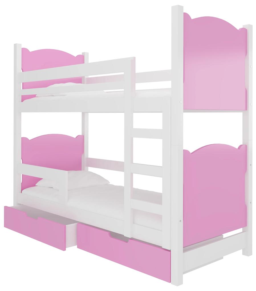 Dvoupatrová postel s matracemi MARABA Hlavní barva: Pine, Další barva: Šedá