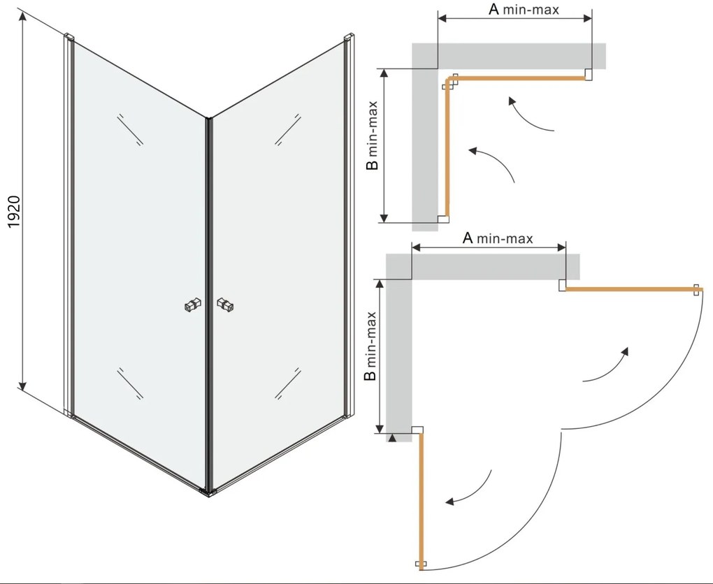 Sprchový kout MEXEN PRETORIA DUO 80x75 cm