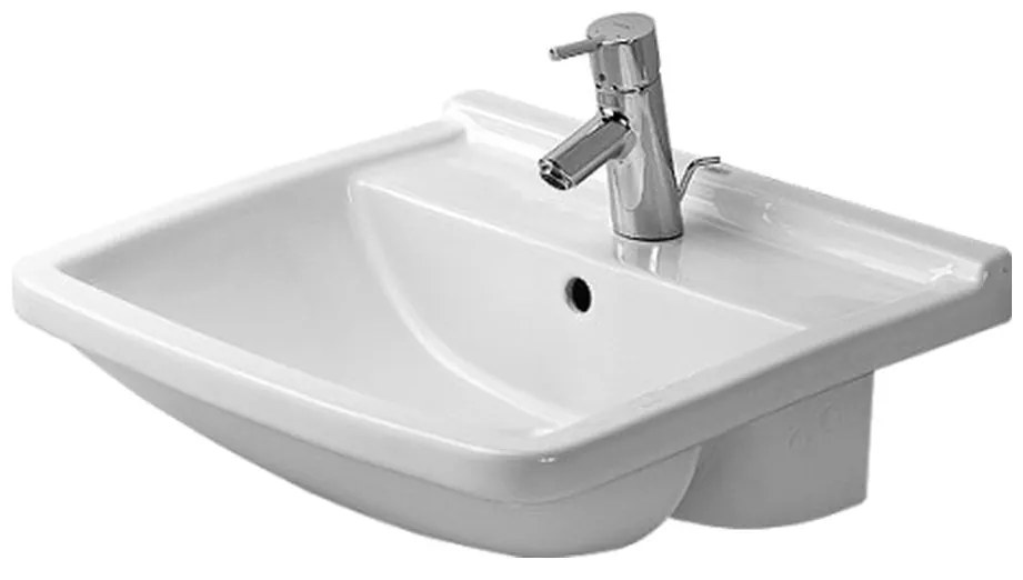 Duravit Starck 3 - Polozápustné umyvadlo, 1 otvor pro armaturu propíchnutý, 55 x 46 cm, bílé 0310550000