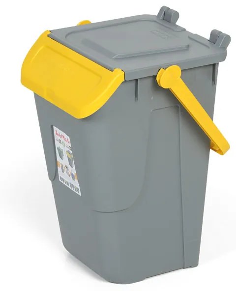 Plastový odpadkový koš na třídění odpadu ECOLOGY II, 35 l, šedá/žlutá