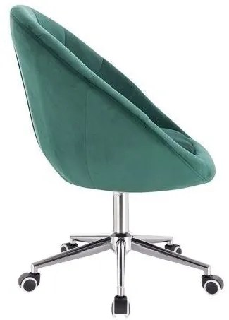 LuxuryForm DESIGN Otočné křeslo VERA VELUR na stříbrné podstavě s kolečky - zelené