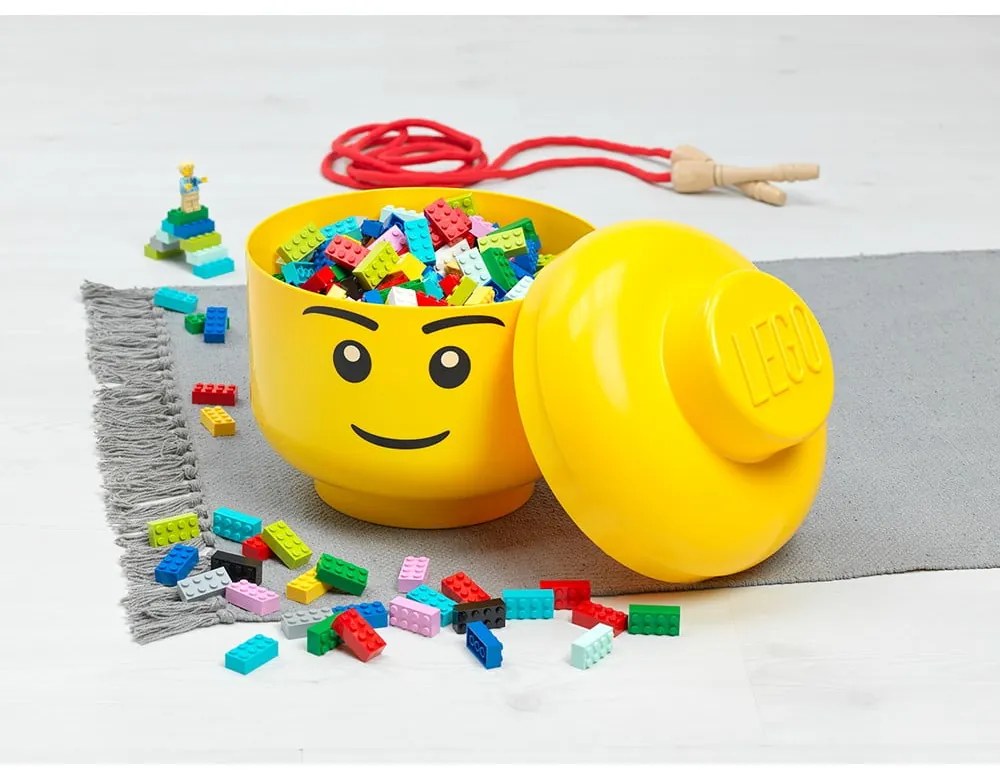 Žlutý úložný box ve tvaru hlavy LEGO® Winky, ⌀ 16,3 cm
