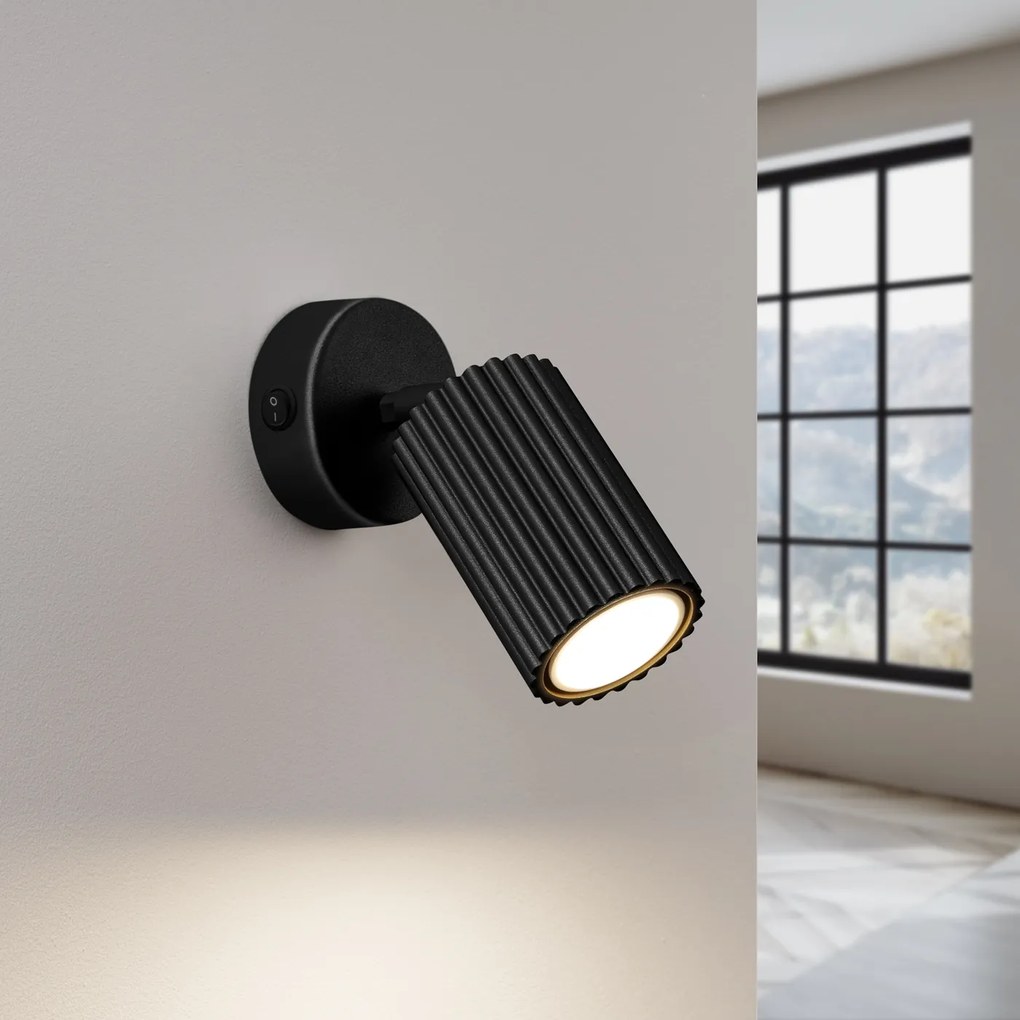 Sollux Lighting Nástěnné svítidlo KARBON Černá s vypínačem