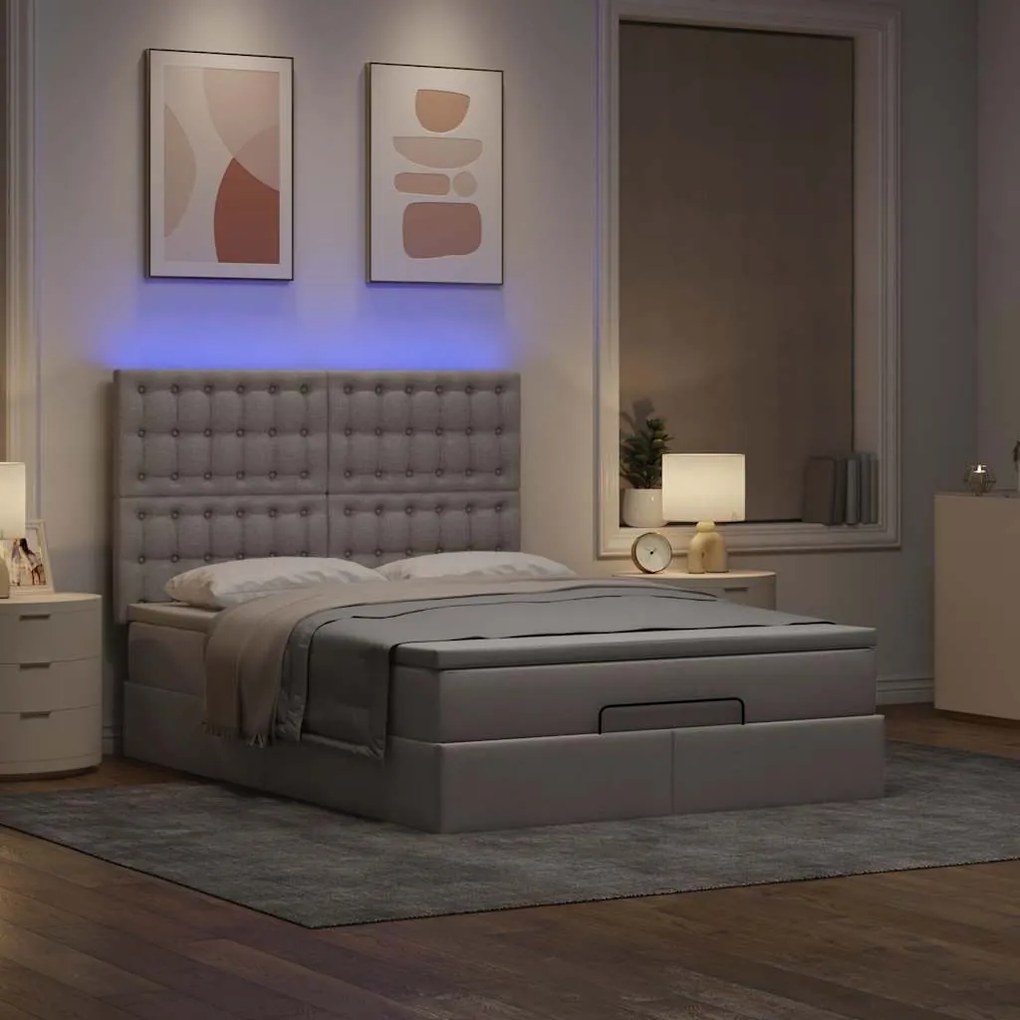 Osmanský rám postele s matrací taupe 140x200cm textil 3314180