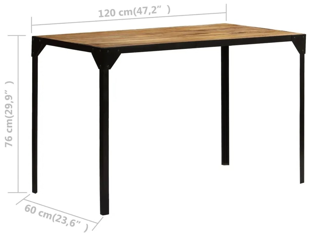 Jídelní stůl 120 cm masivní hrubé mangovníkové dřevo a ocel,  246630