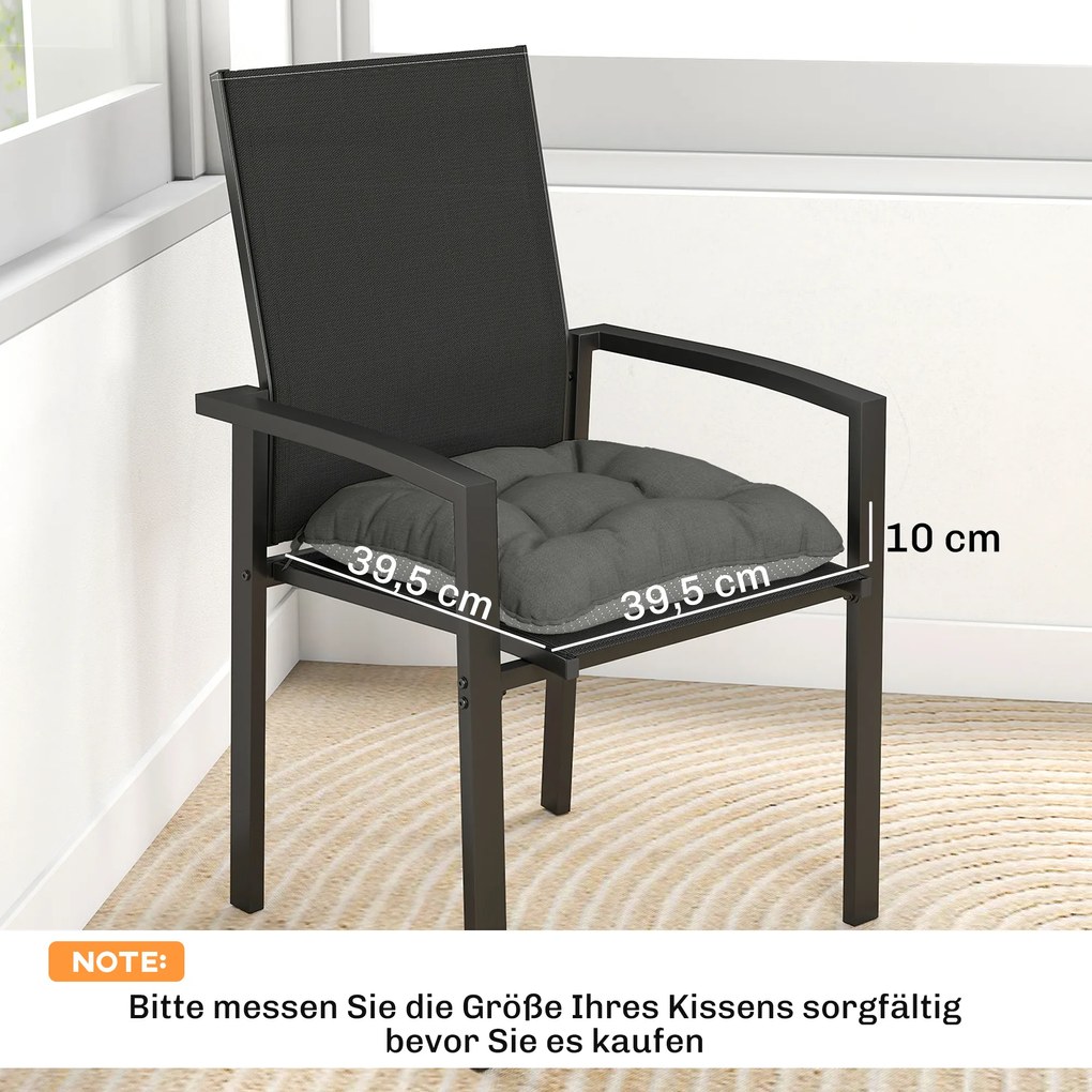 sada 4 polštářů na sezení 39,5 x 39,5 x 10 cm Polštář na židli s popruhy, protiskluzová venkovní podložka na sezení v interiéru