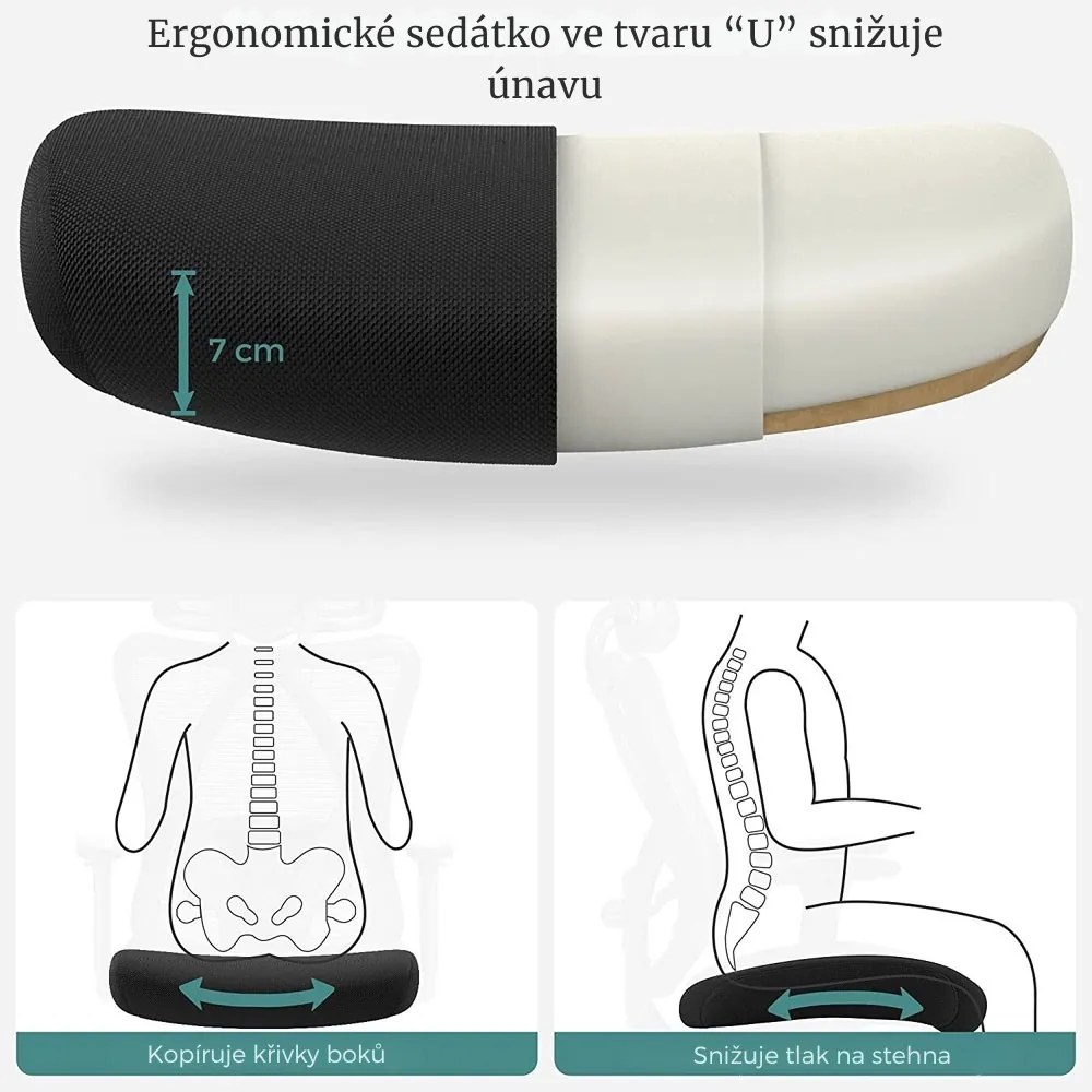Kancelářská židle s opěrkou hlavy MAGNUS, max. 150 kg, černá SongmicsHome