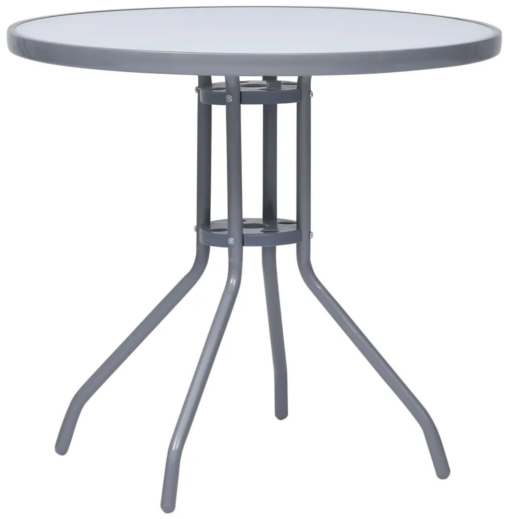 Zahradní stůl světle šedý 80 cm ocel a sklo 312215