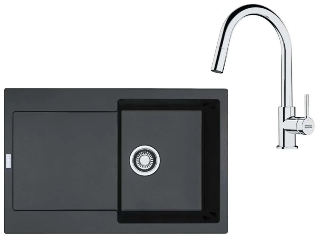 Franke - Kuchyňský set G258O, fragranitový dřez MRG 611 a baterie FS 3229.031, onyx/chrom 114.0700.718