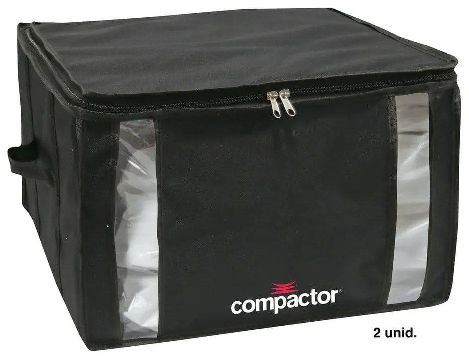 Sada 2 černých úložných boxů s vakuovým obalem Compactor Black Edition XXL, 125 l