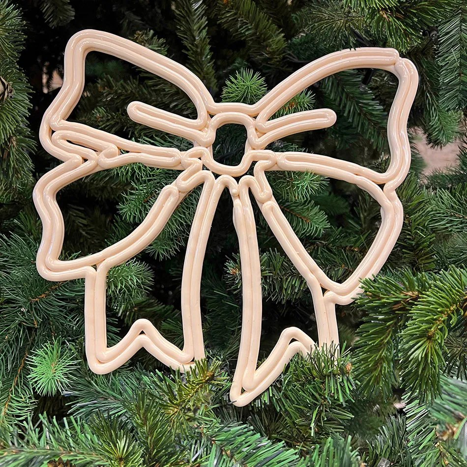 ECOprint vánoční ozdoba mašle 30 cm bílá, 3D tisk, plast, venkovní