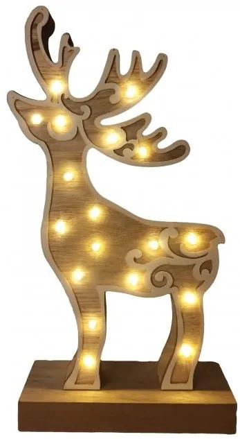 Vánoční dřevěná LED dekorace, jelen