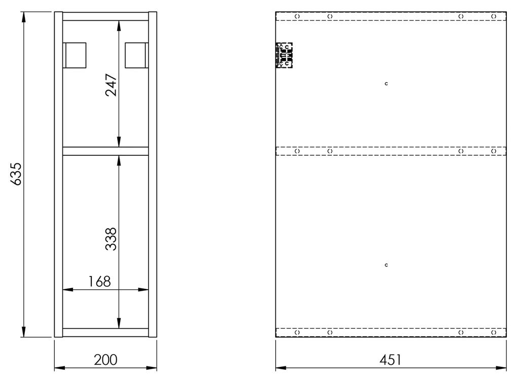 Elita Look 20 Duo, policová skříňka 20x45x64 cm PDW, bílá matná, ELT-167618