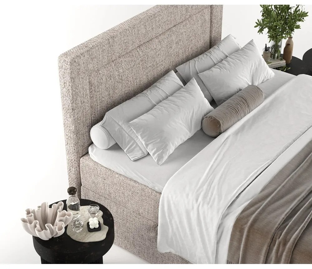 Světle hnědá boxspring postel s úložným prostorem 140x200 cm Imagine – Maison de Rêve