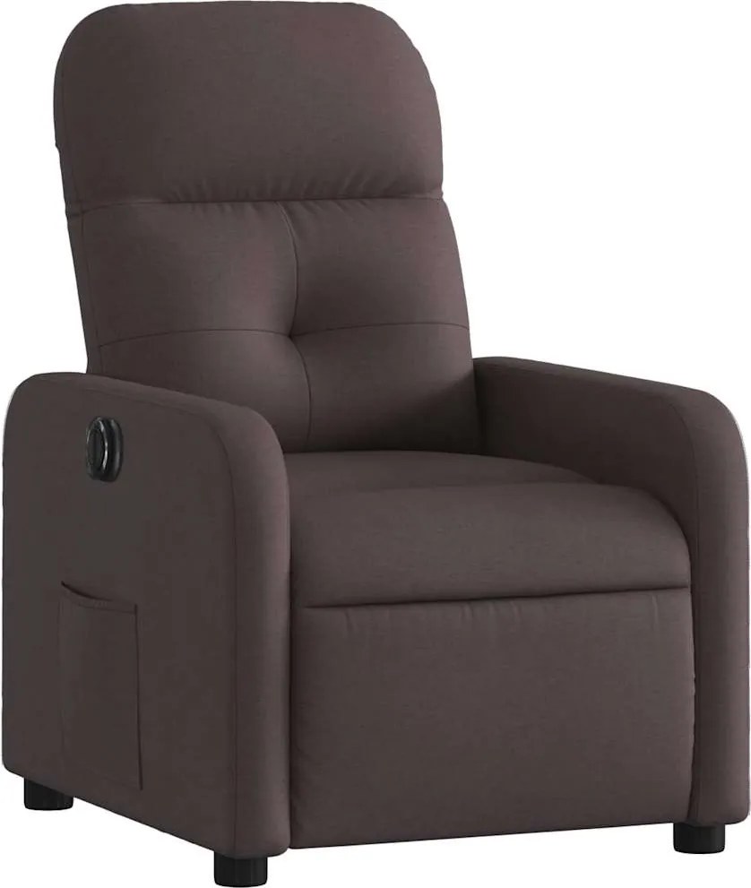 Elektrické polohovací křeslo tmavě hnědé textil 3206782