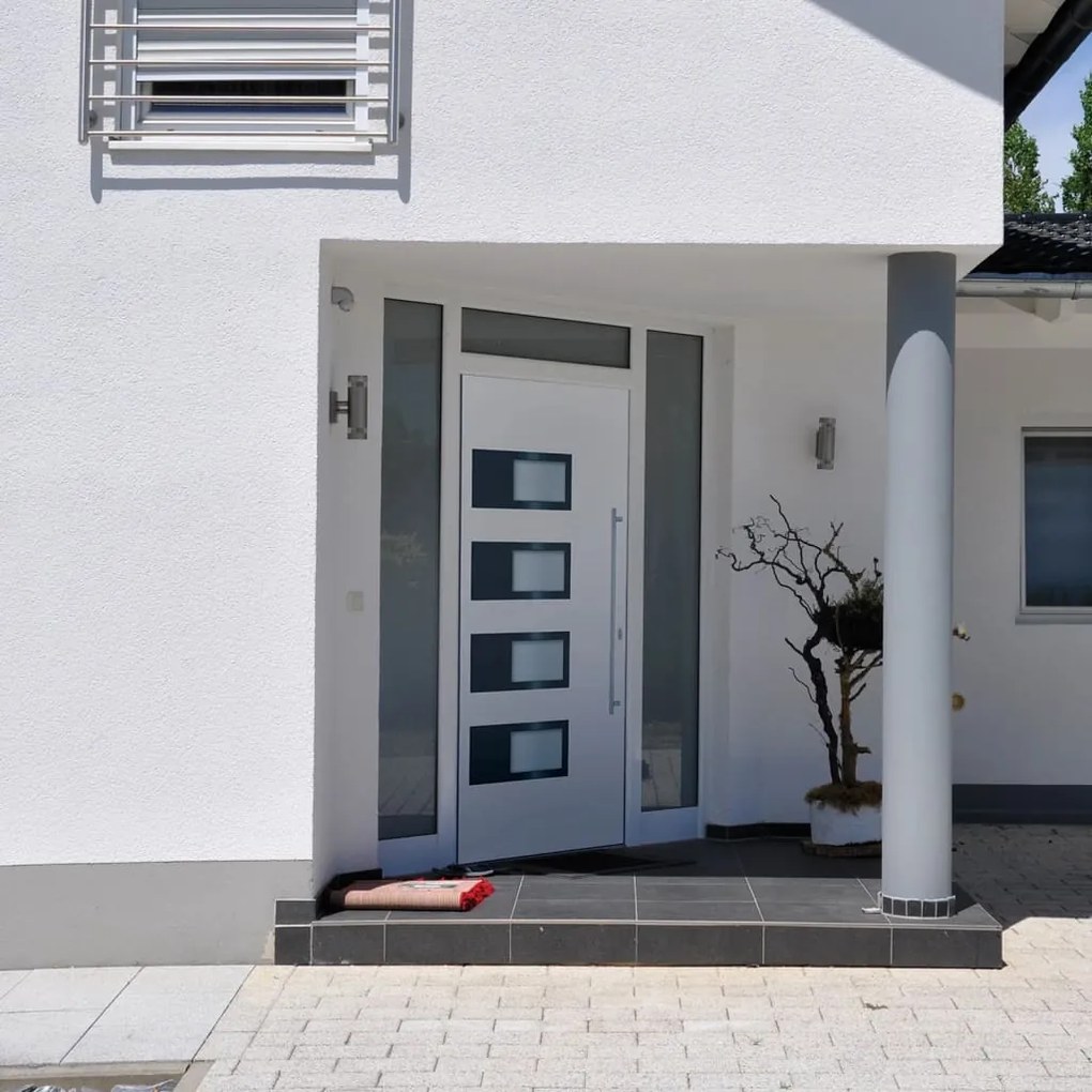 Vchodové dveře bílé 100 x 200 cm hliník a PVC 3157062