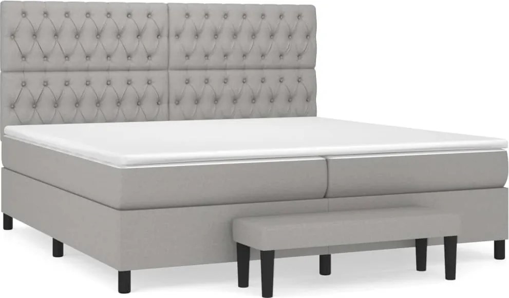 Box spring postel s matrací světle šedá 200 x 200 cm textil 3136861