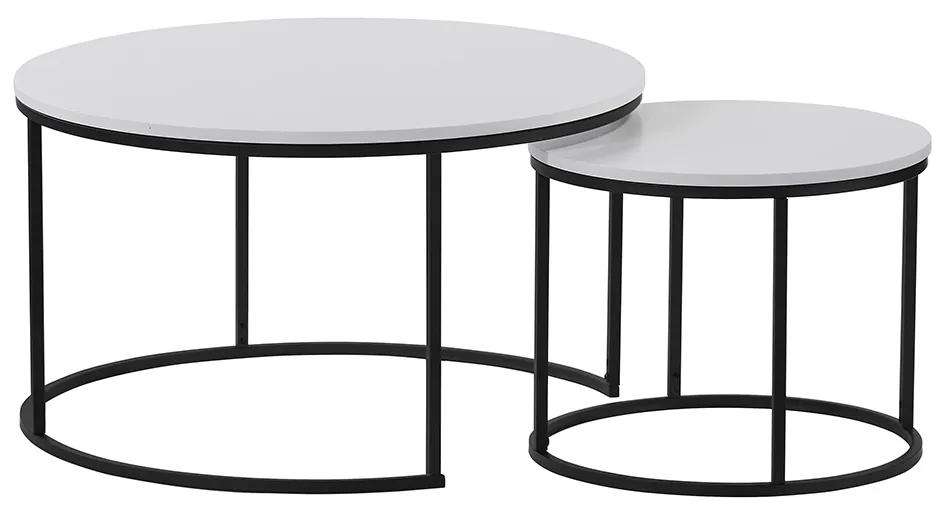 Konferenční stolky, set 2 ks, bílá/černá, IKLIN