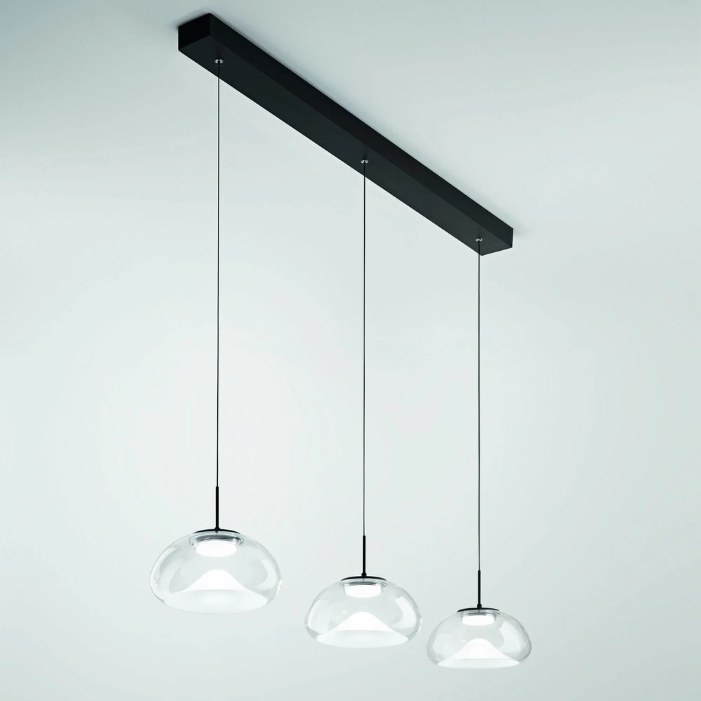 Fabas 3755-48-241 Brena, závěsné svítidlo z čirého skla, 3x10W LED 2700/3000/4000K krokové stmívání, délka 105cm