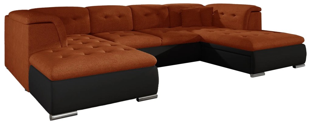Rozkládací rohová sedačka SANTIAGO oranžová / černá