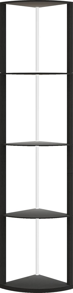 HOMCOM LED stojací lampa, 5stupňově stmívatelná lampa s policí, RGB měnění barev, dálkové ovládání B31-552V90BK