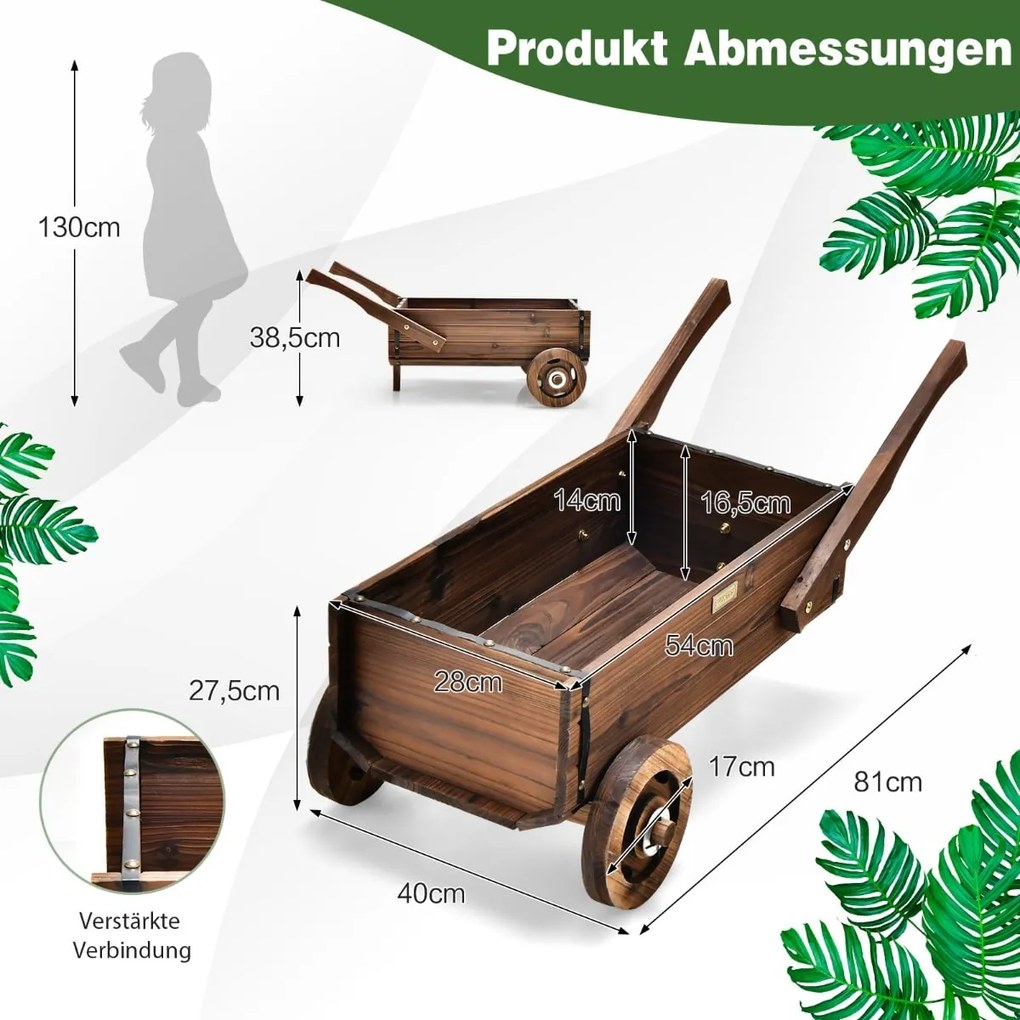 Costway Plant Cart Dekorativní květinový vozík s kolečky – 81 × 40 × 38,5 cm