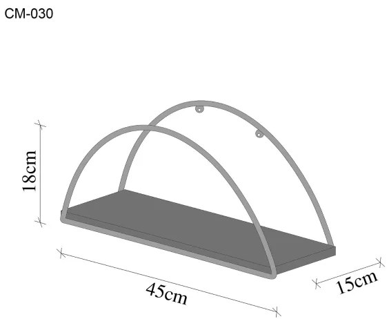 Nástěnná police 45x18 cm dub/zlatá