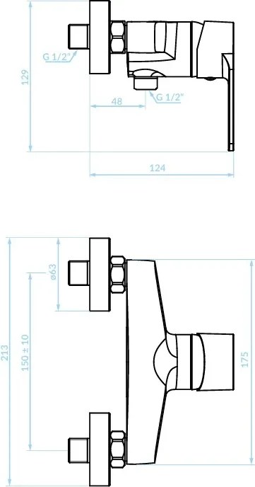 Kuchinox Luga, nástěnná sprchová baterie, chromová, LAV-BQL_040D