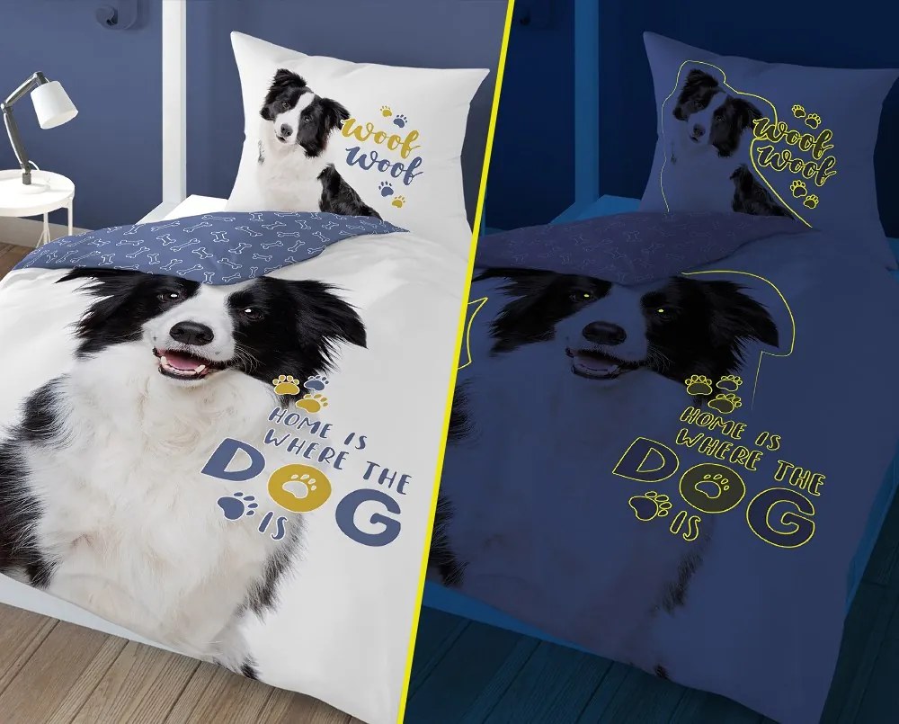 Detexpol Podestýlka svítící ve tmě 140x200 border kolie pes 4088 A bílá bavlna fluo 127