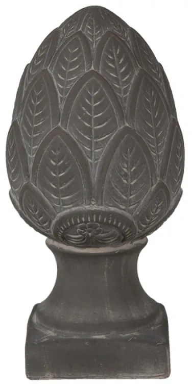Šedá dekorace šiška na podstavci Pine M – 13x26 cm