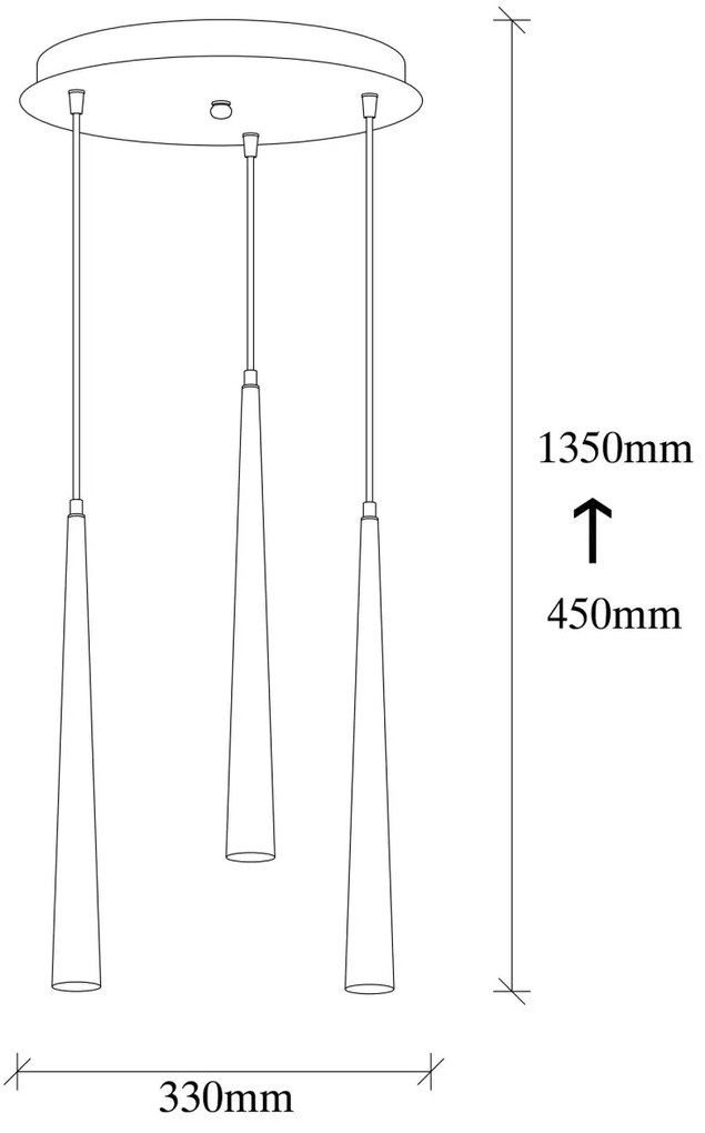 Závěsný LED lustr Ugur III černý