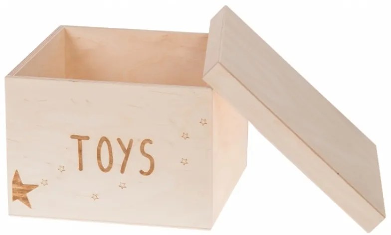 FK Dřevěný box na hračky - Toys gravír 25x25x20 cm, Přírodní