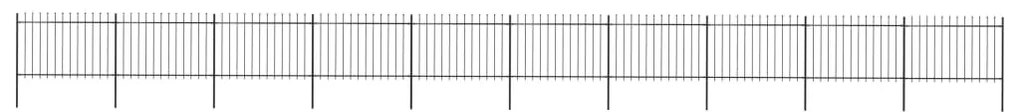Zahradní plot s kopím nahoře ocelový 1781,5 x 120 cm černý