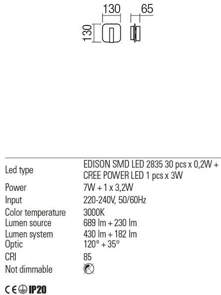 Redo Nástěnné LED svítidlo Quda, čtverec Barva: Bílá