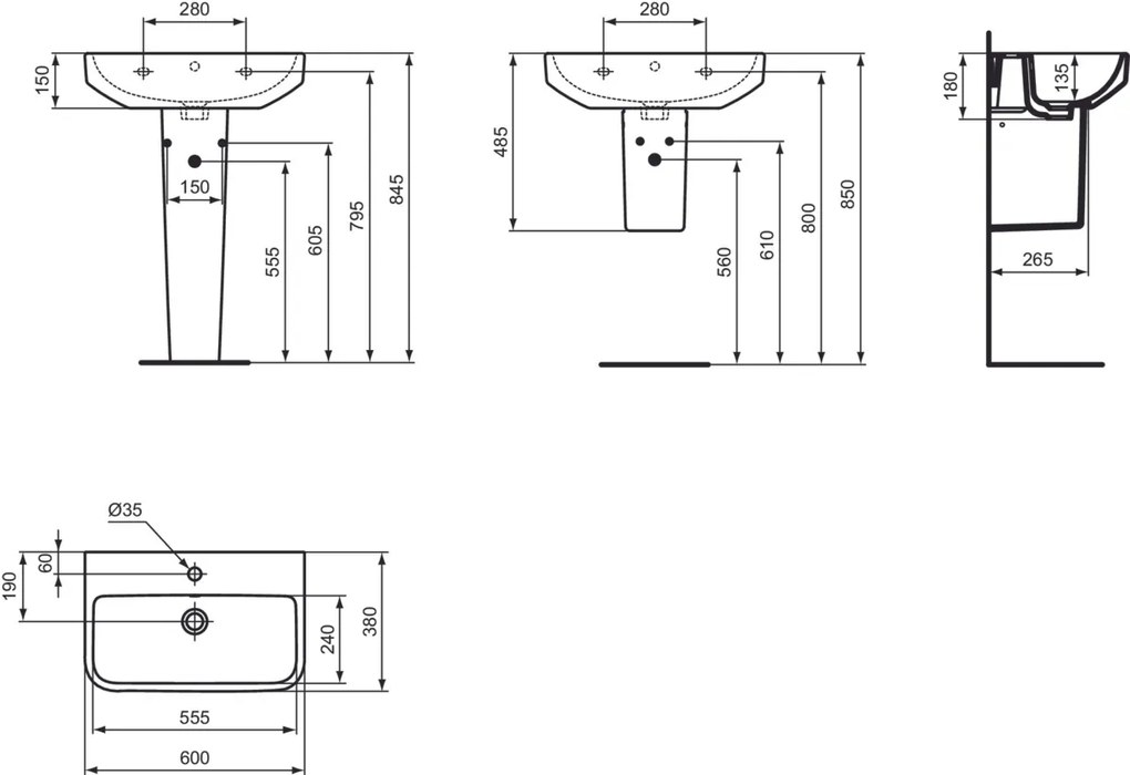 Ideal Standard i.life S - Umyvadlo 600x380 mm, bílá T458301