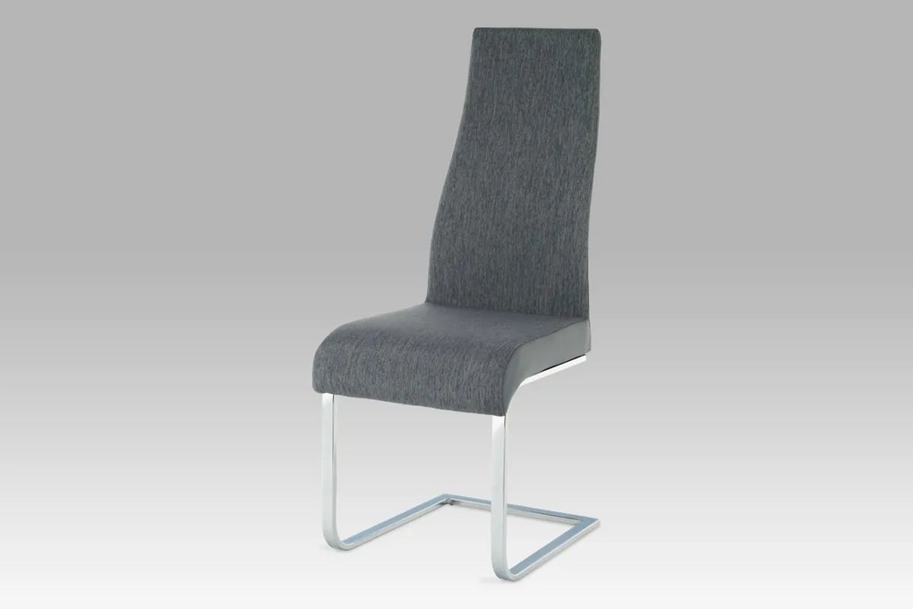 Autronic - Jídelní židle chrom / látka šedá / koženka šedá - AC-1817 GREY2