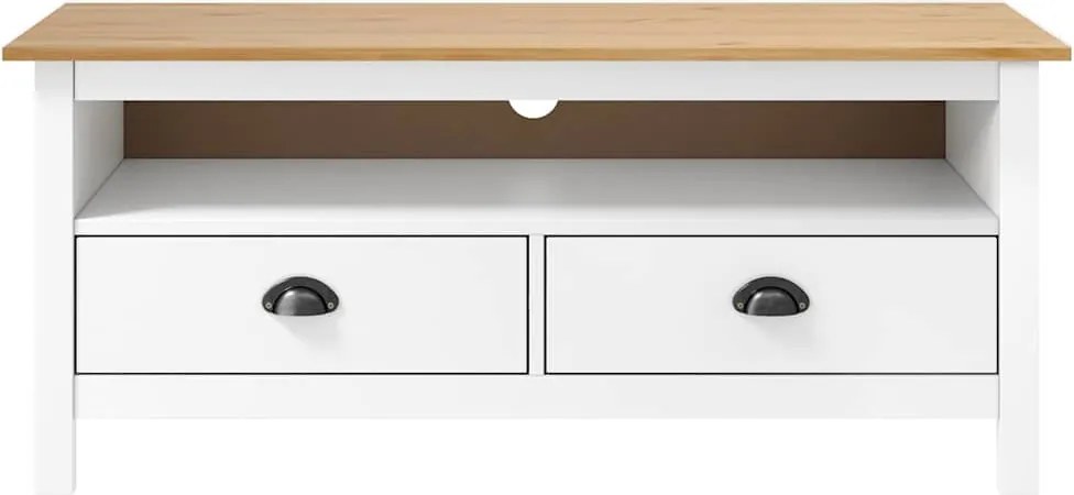 TV stolek Hill bílý 110 x 40 x 47 cm masivní borové dřevo 288926