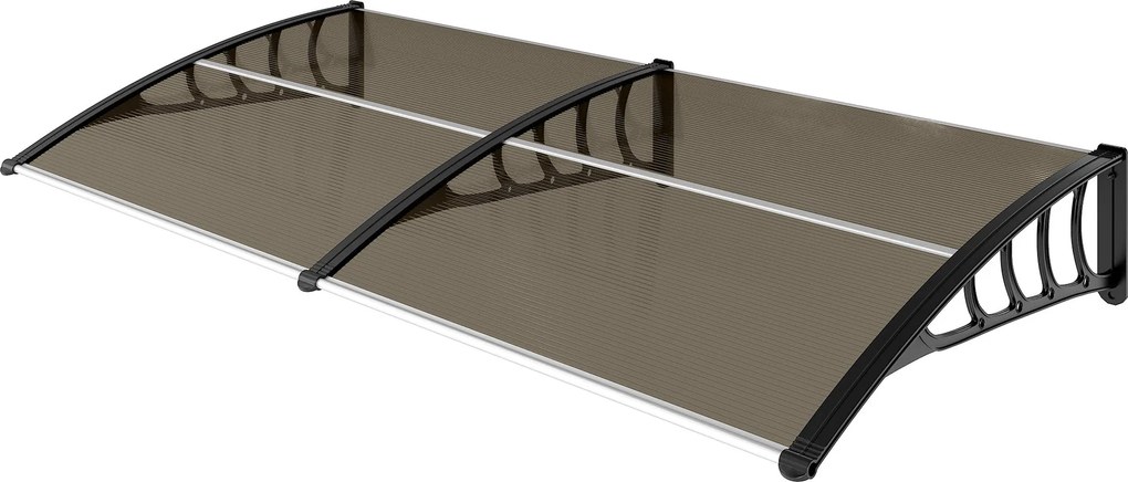 Outsunny Ochranný Slunečník 200x96 cm Exteriérový Kryt pro Dveře a Okna proti Slunci a Dešti s PP Polykarbonátovou Oporou Hnědá | Aosom