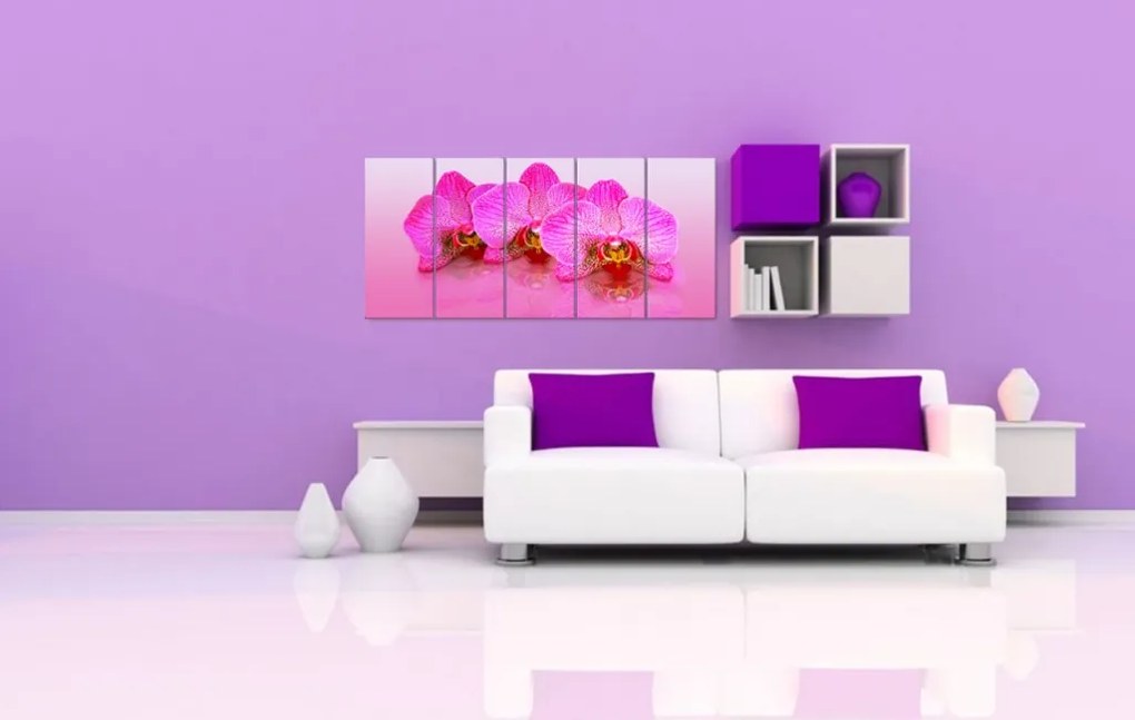 Malvis ® Vícedílný obraz - Růžové orchideje Velikost: 150x70 cm