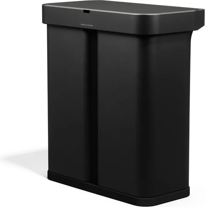 Černý ocelový odpadkový koš 34+24 l na tříděný odpad/bezdotykový Dual Sensor – simplehuman