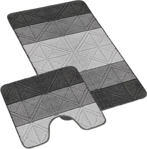 Bellatex koupelnové předložky SADA BANY 60x100 + 60x50 cm s výkrojem 60x100 cm 60x50 cm (SADA) Trojúhelník Šedá