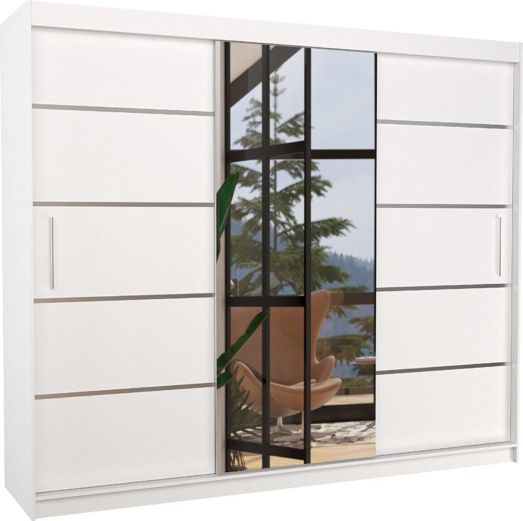 ADRK Furniture Skříň s posuvnými dveřmi a zrcadlem SALTO 250 ADRK-SW-SAL-W-250