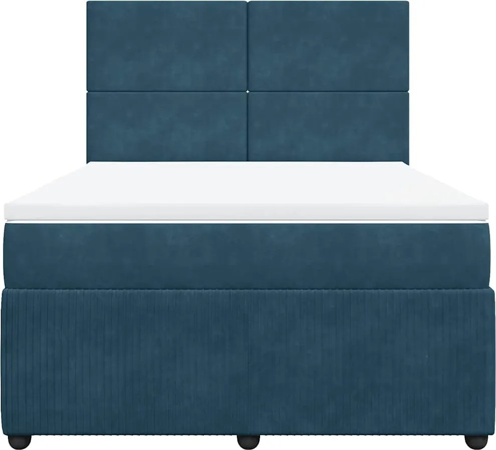 Box spring postel s matrací modrá 140 x 200 cm samet 3294656