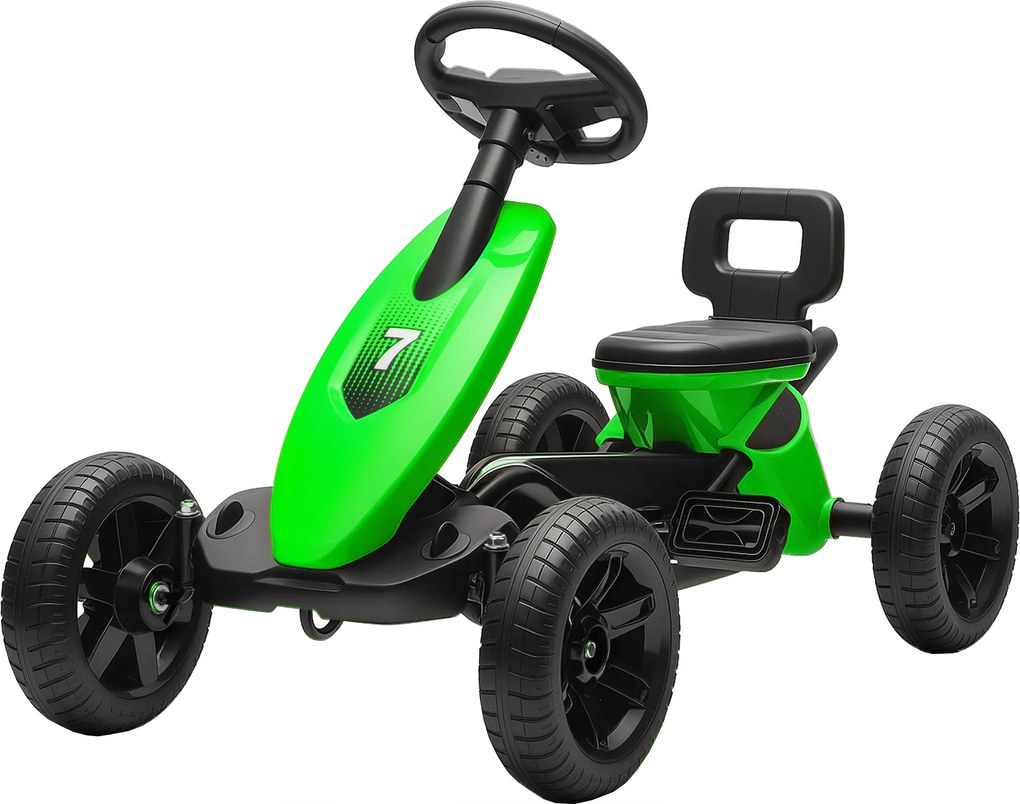 AIYAPLAY šlapací gokart pro děti, dětský karting od 2 do 5 let s tichými EVA koly, jízda vpřed a vzad, zelená